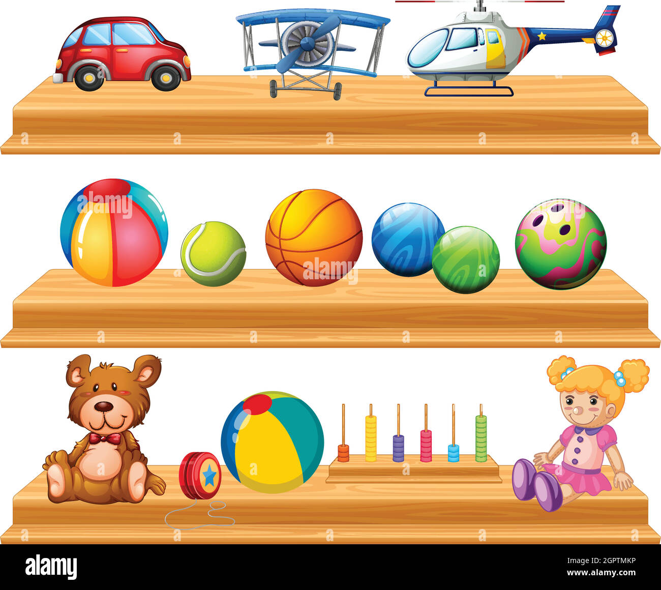 Different types of balls and toys on shelves Stock Vector Image & Art ...
