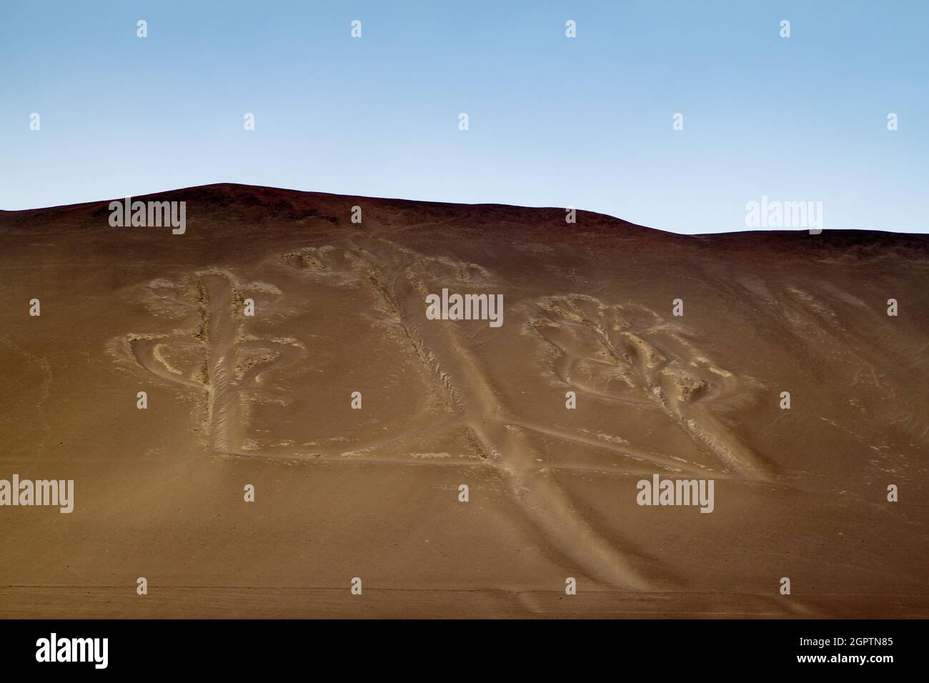 Giant Candelabra carving (Candelabra of the Andes) on Paracas peninsula ...
