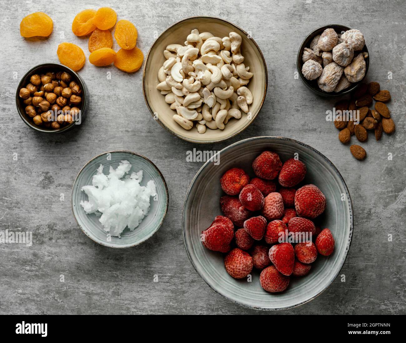 Top view arrangement of different ingredients for dessert Stock Photo ...