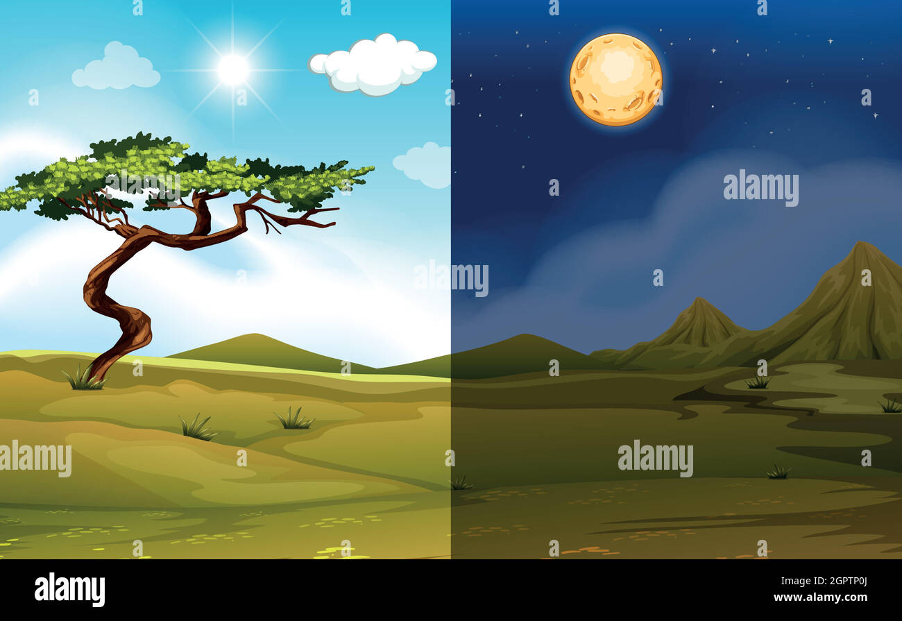 Set of day and night scenes Stock Vector Image & Art - Alamy