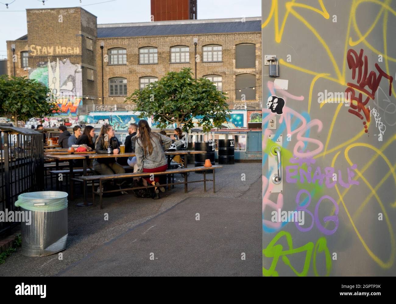Old pub and warehouse studios with graffiti art in Hackney Wick in ...