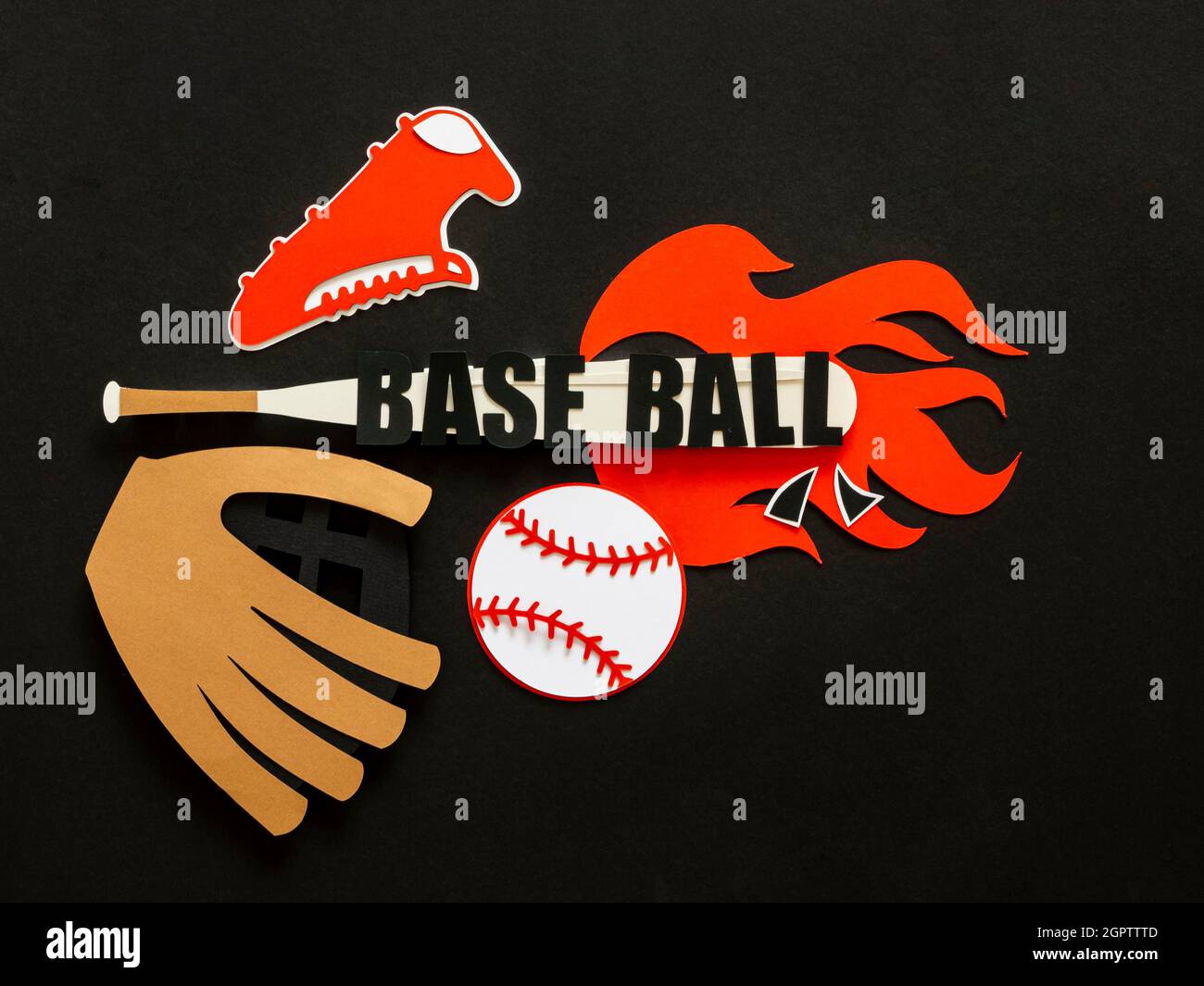 top view baseball bat with sneakers glove Stock Photo - Alamy