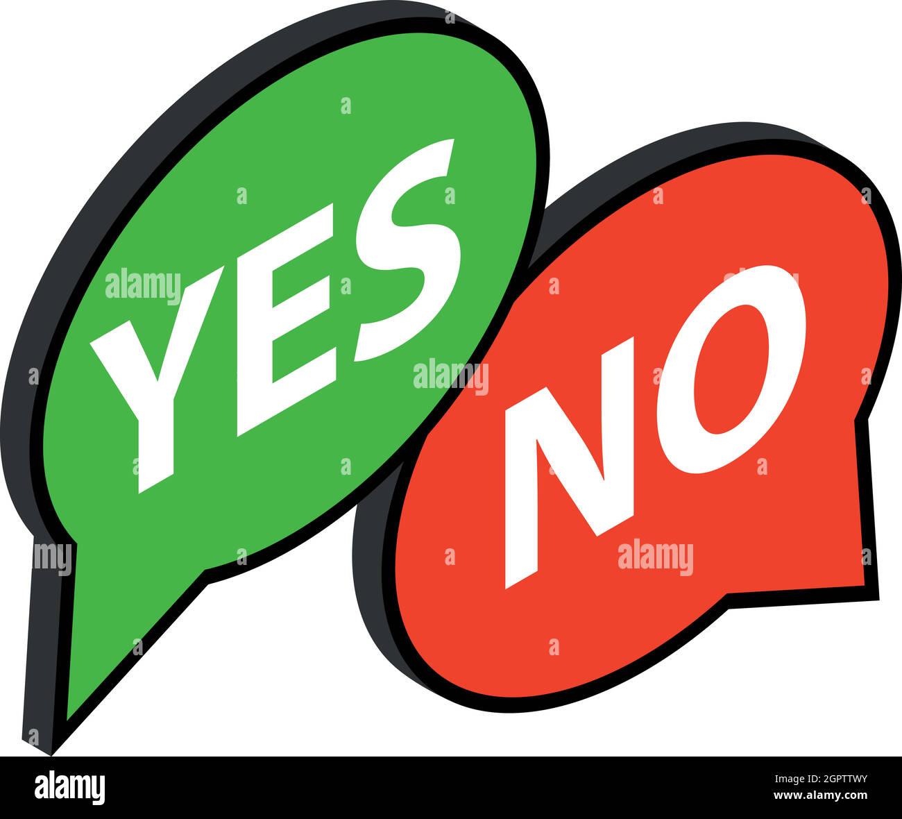 Speech bubble yes no icon, isometric 3d style Stock Vector Image & Art ...
