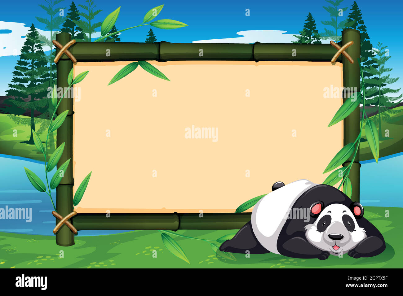 A panda on bamboo frame Stock Vector Image & Art - Alamy