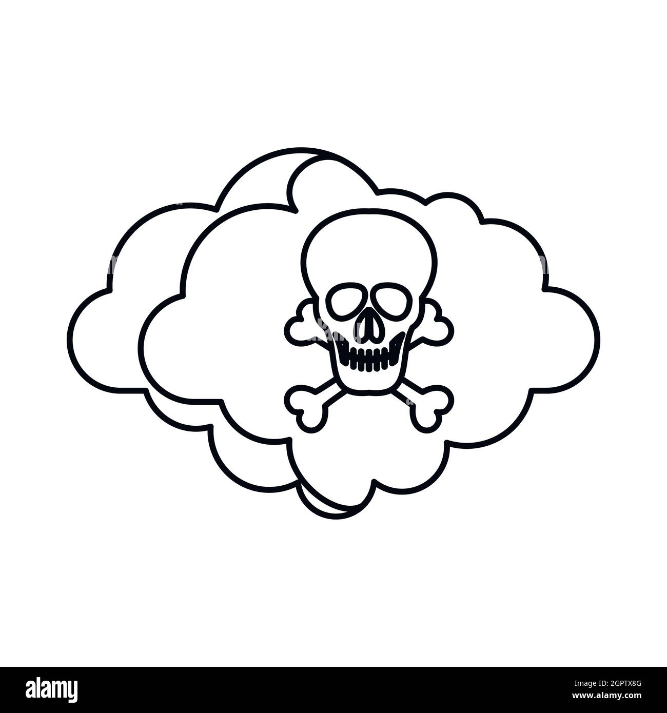 Cloud with skull and bones icon, outline style Stock Vector Image & Art ...