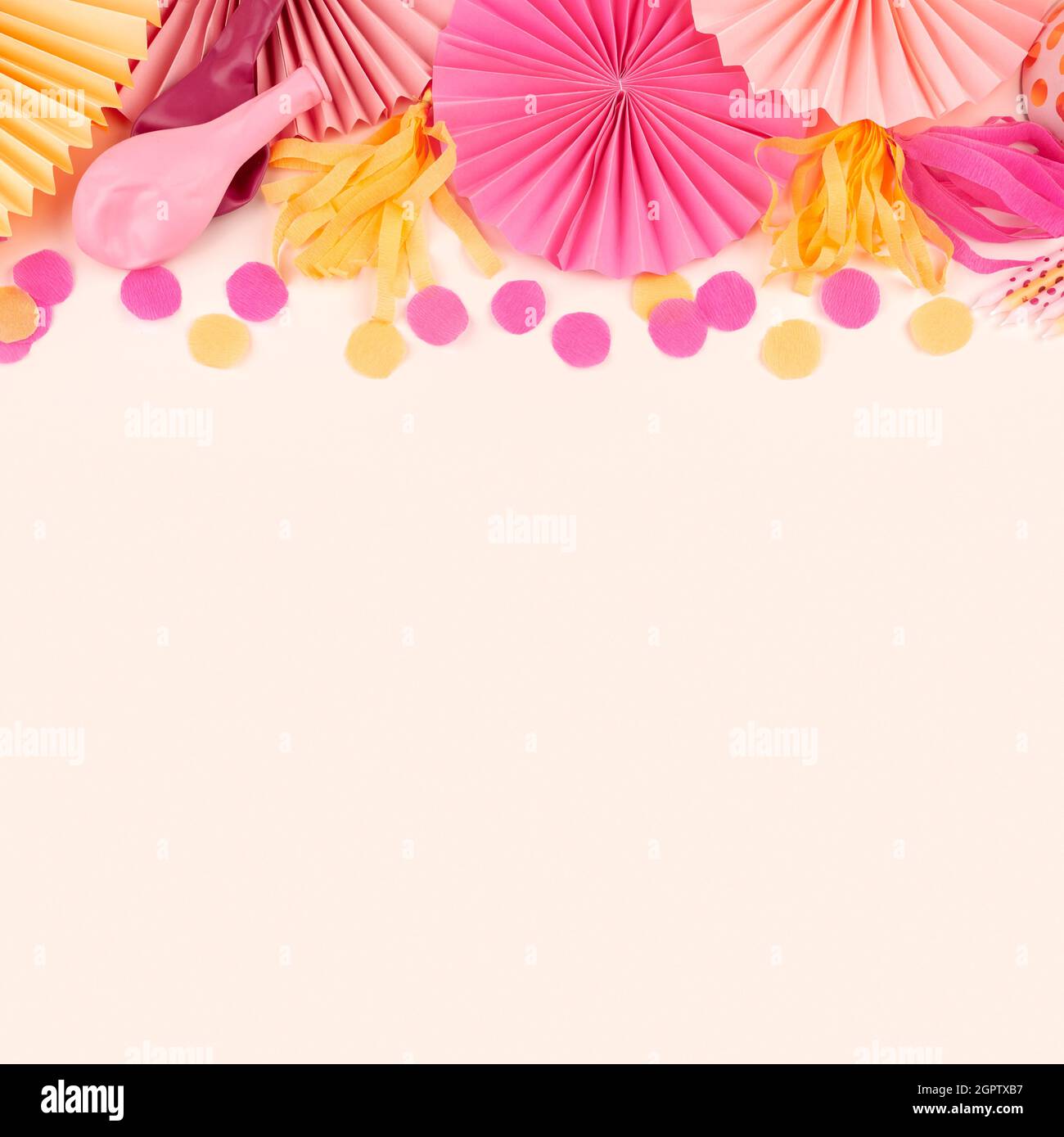 Top view party elements frame Stock Photo - Alamy