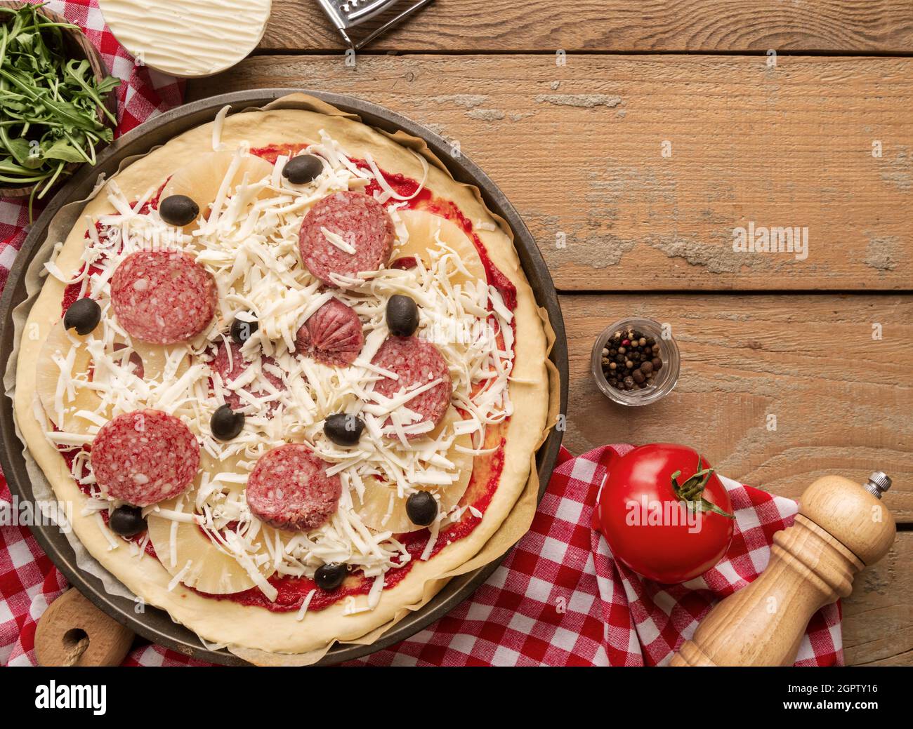 Assortment with delicious traditional pizza Stock Photo - Alamy