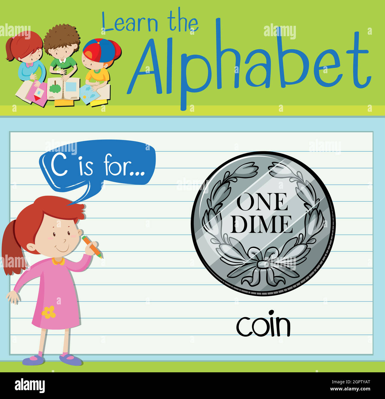 Flashcard letter C is for coin Stock Vector Image & Art - Alamy