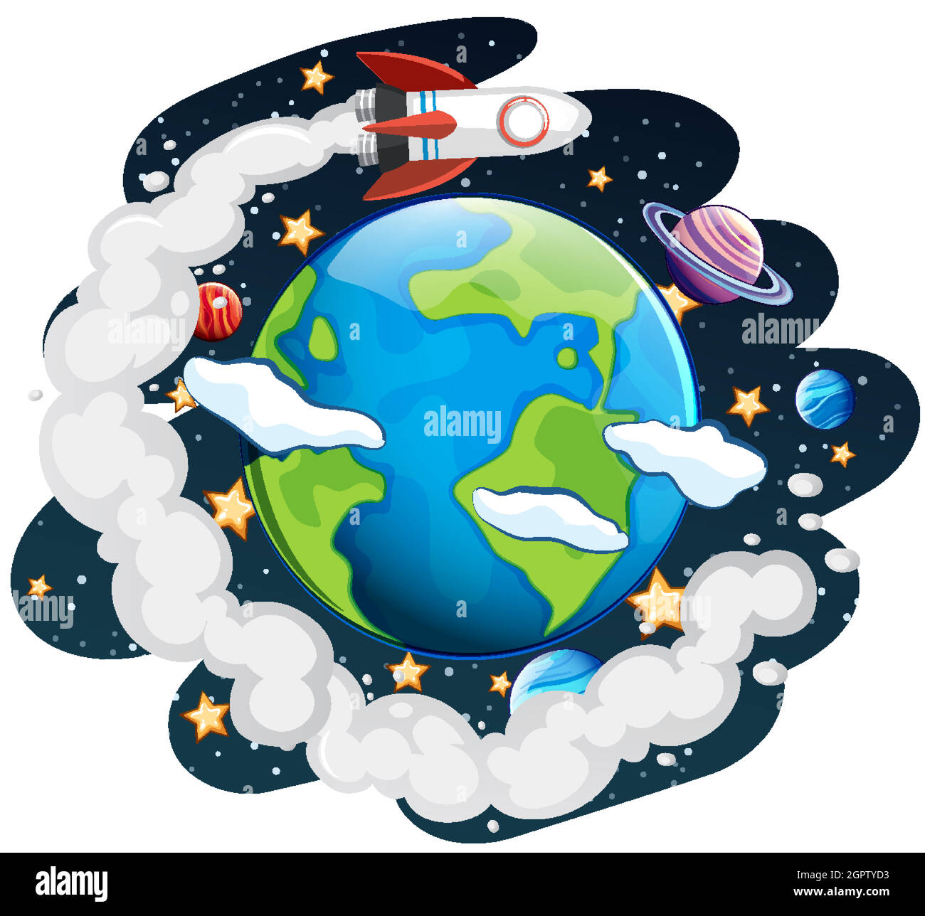 The earth on space galaxy theme on white background Stock Vector Image ...