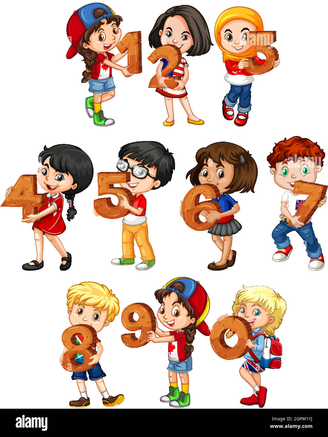 Set of different children holding math number Stock Vector Image & Art ...