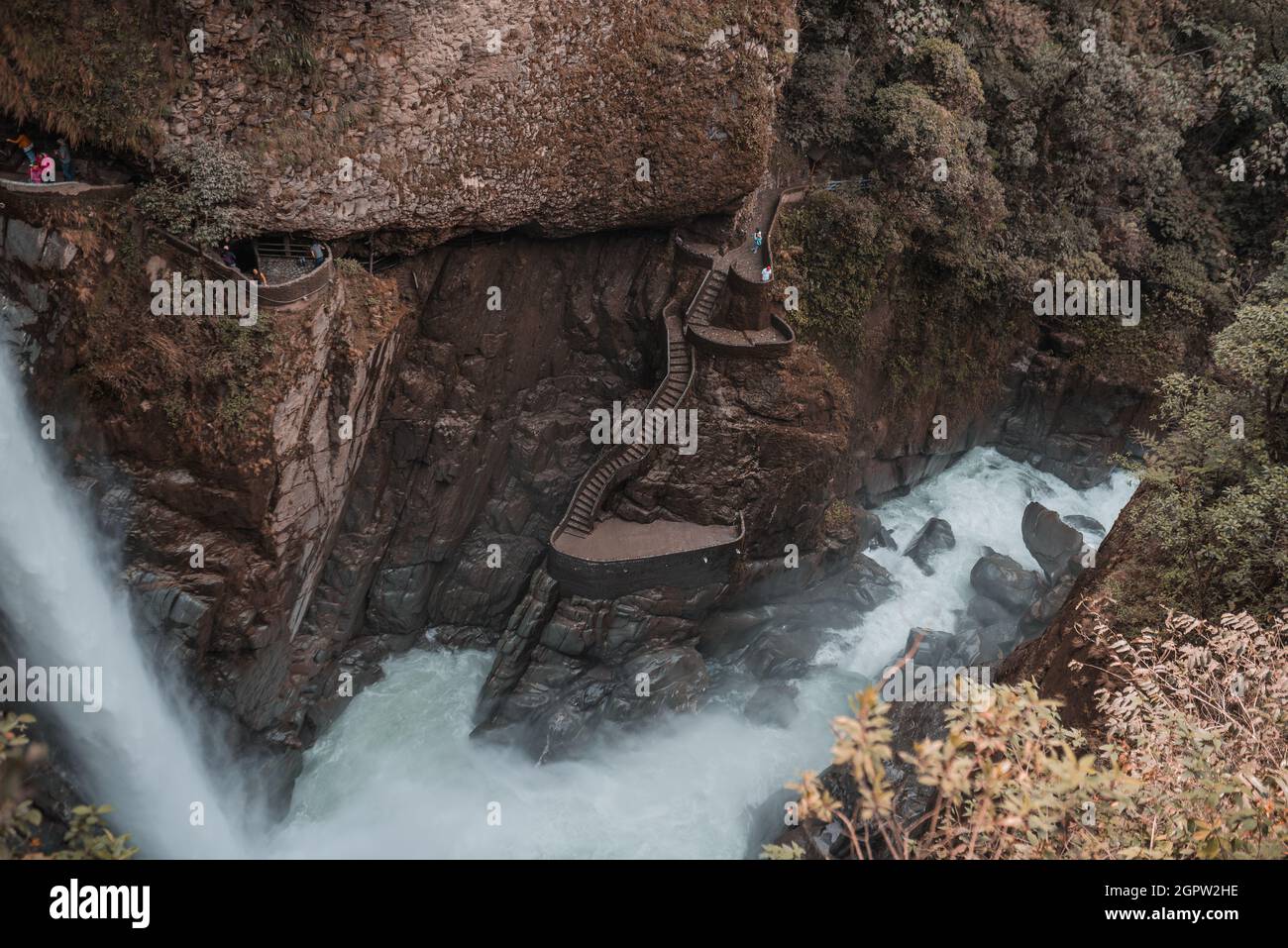 AMBAT, ECUADOR - Feb 08, 2019: A waterfall in the forest in Ecuador ...