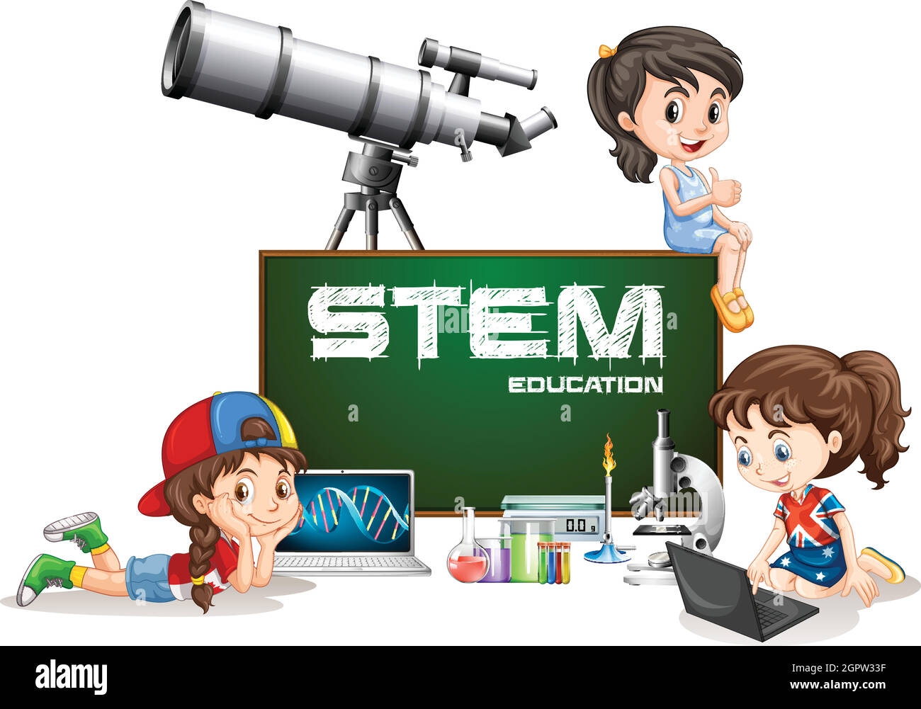 Stem girls Stock Vector Images - Alamy
