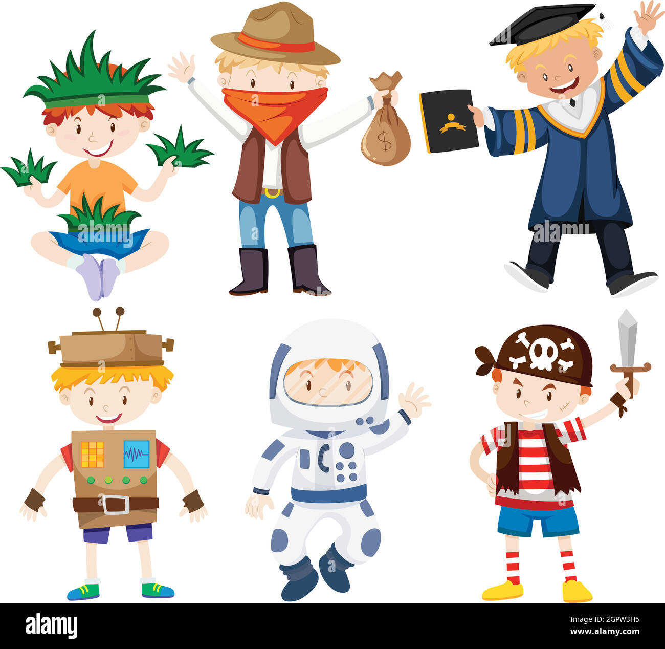 Boys in different costumes Stock Vector Image & Art - Alamy