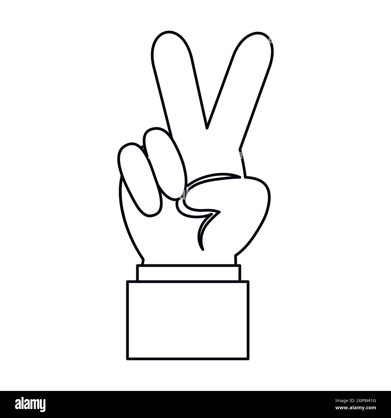Hand with victory sign icon, outline style Stock Vector Image & Art - Alamy