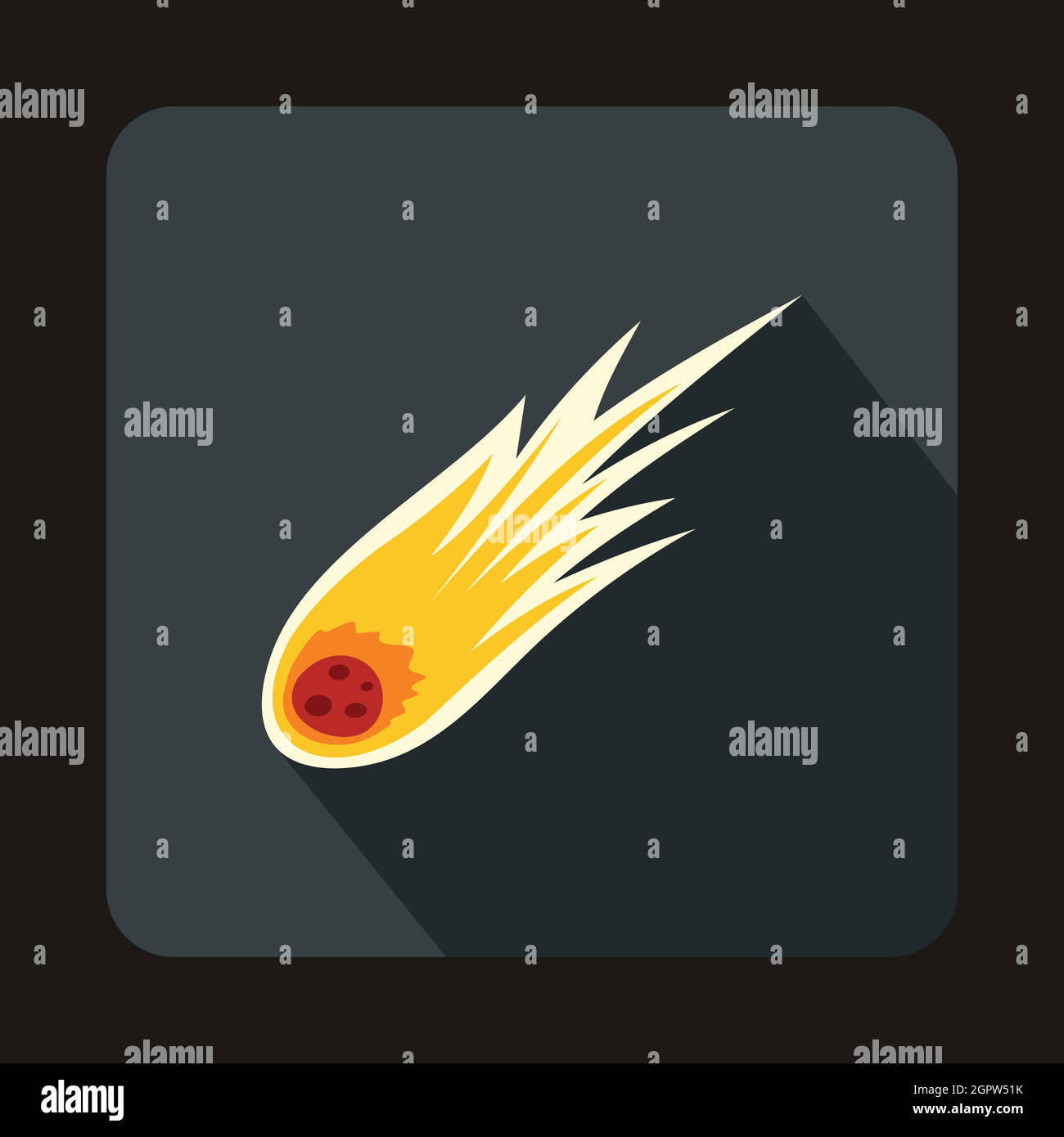 Falling meteor with long tail icon, flat style Stock Vector Image & Art ...