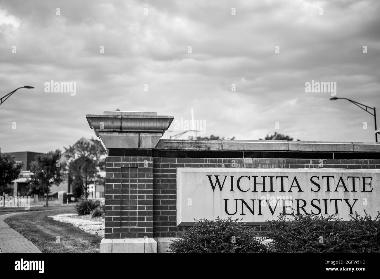 Wichita, Kansas, USA: 6-2021: Main entrance sign to Wichita State ...