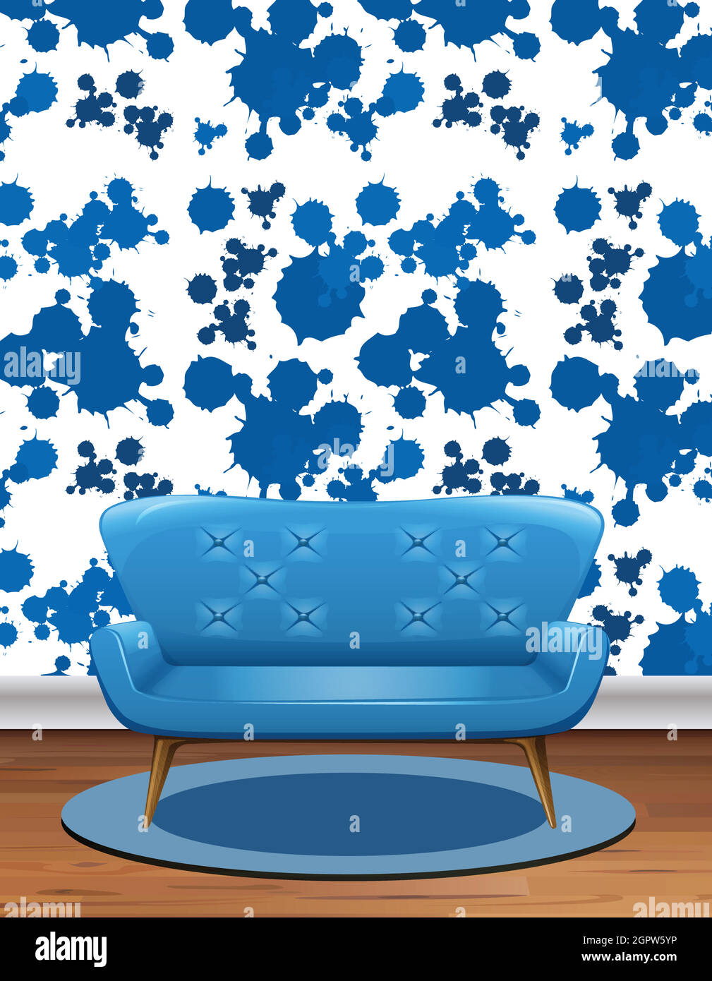 Blue room interior design Stock Vector Images - Alamy