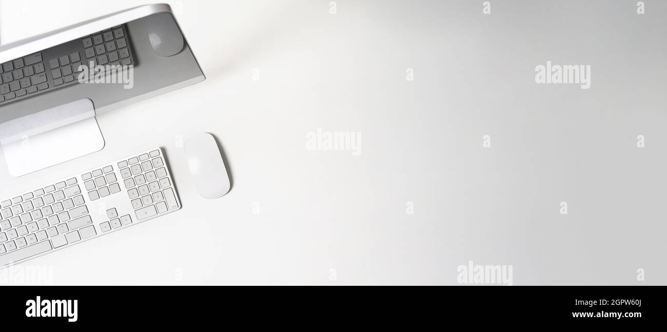 Mock up modern computer, keyboard and mouse on white background Stock ...