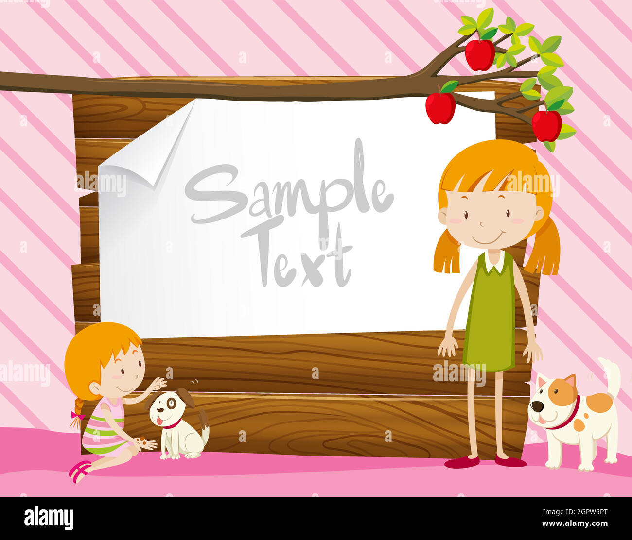 Border design with girls and dogs Stock Vector Image & Art - Alamy