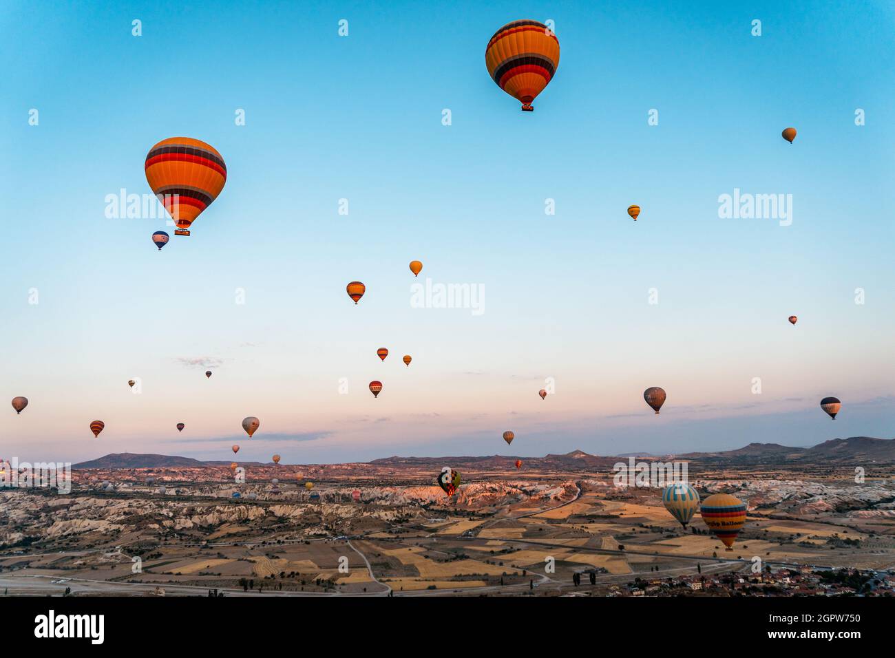 Beautiful view from hot air balloons in Cappadocia Stock Photo - Alamy
