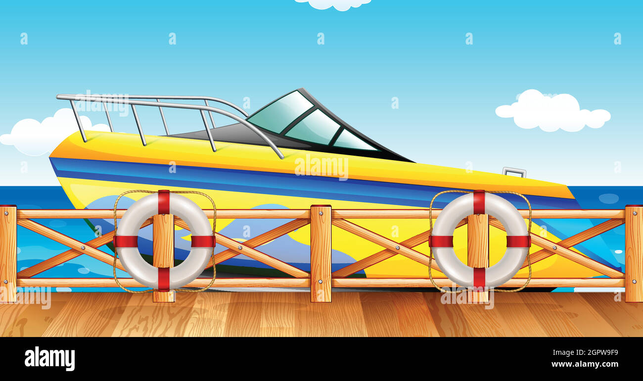 Speed boat park by the pier Stock Vector Image & Art - Alamy