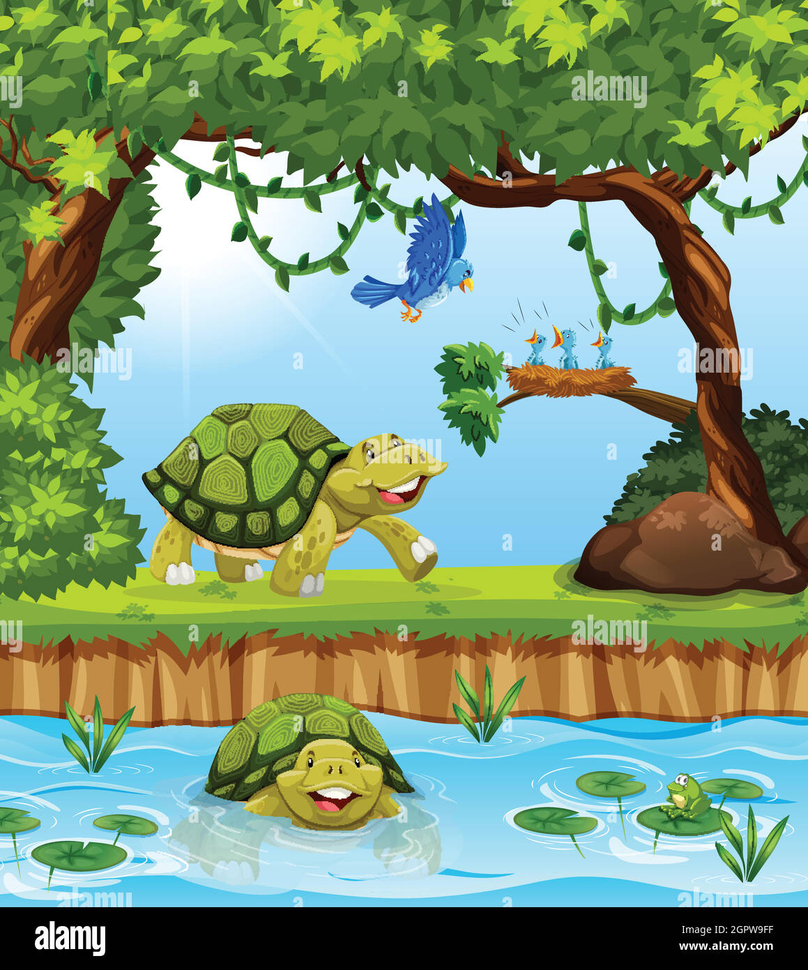 Pond jungle Stock Vector Images - Alamy