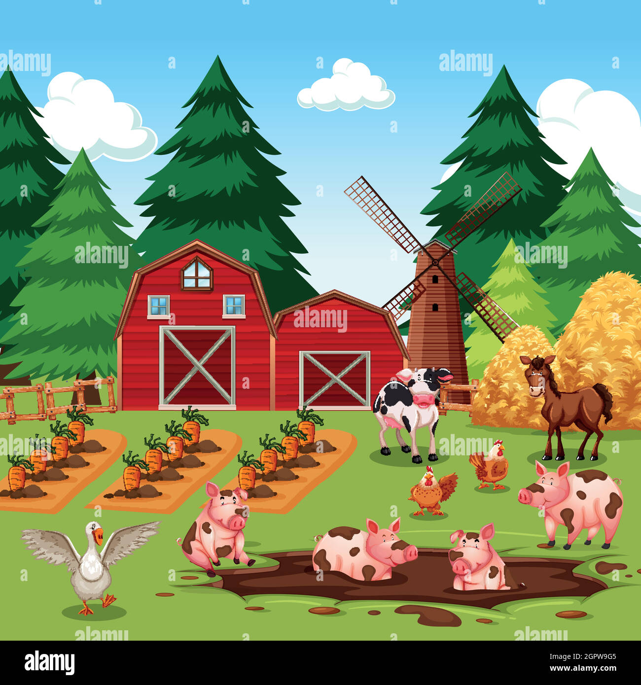 Rural happy farm animals Stock Vector Image & Art - Alamy