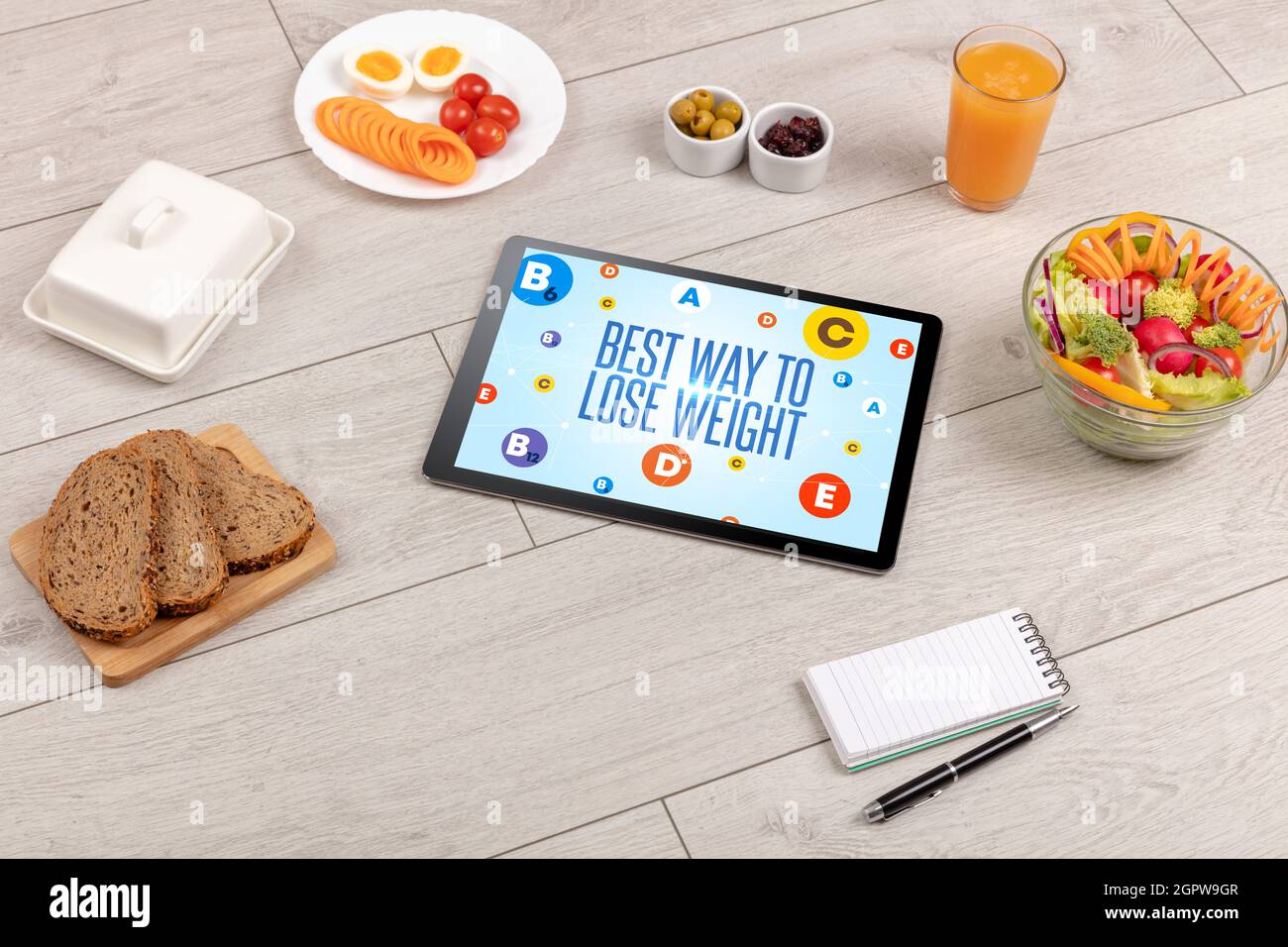 Healthy Tablet Pc compostion concept Stock Photo - Alamy