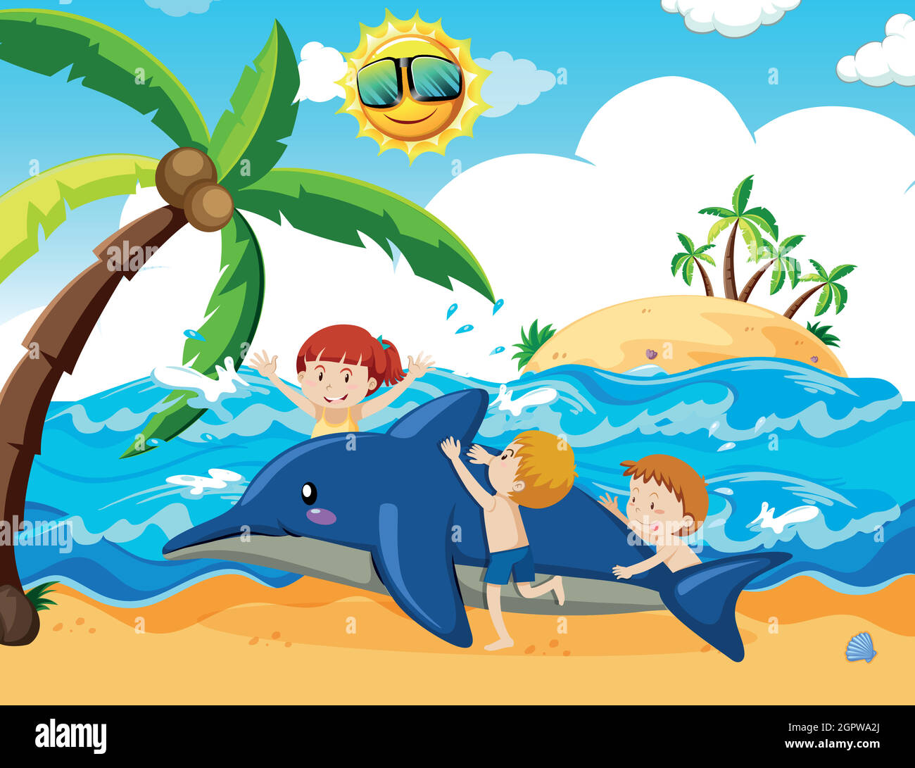 Kids fun beach summer Stock Vector Images - Alamy