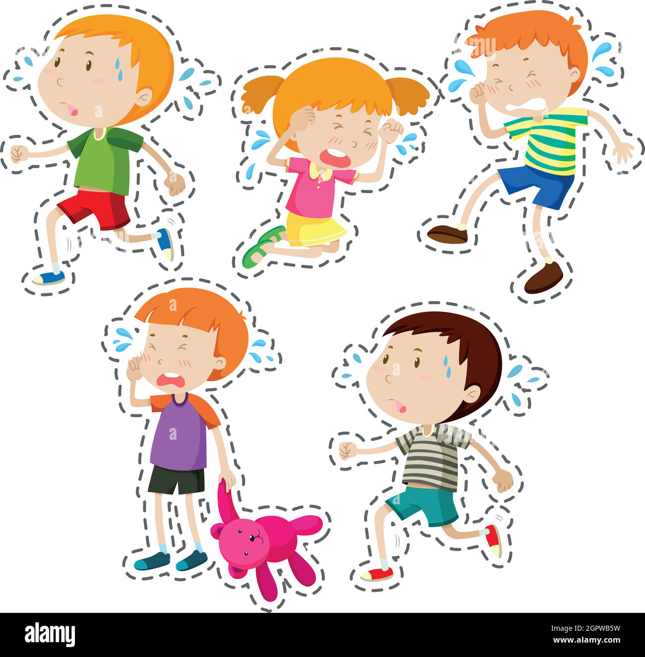 Sticker set of children crying Stock Vector Image & Art - Alamy