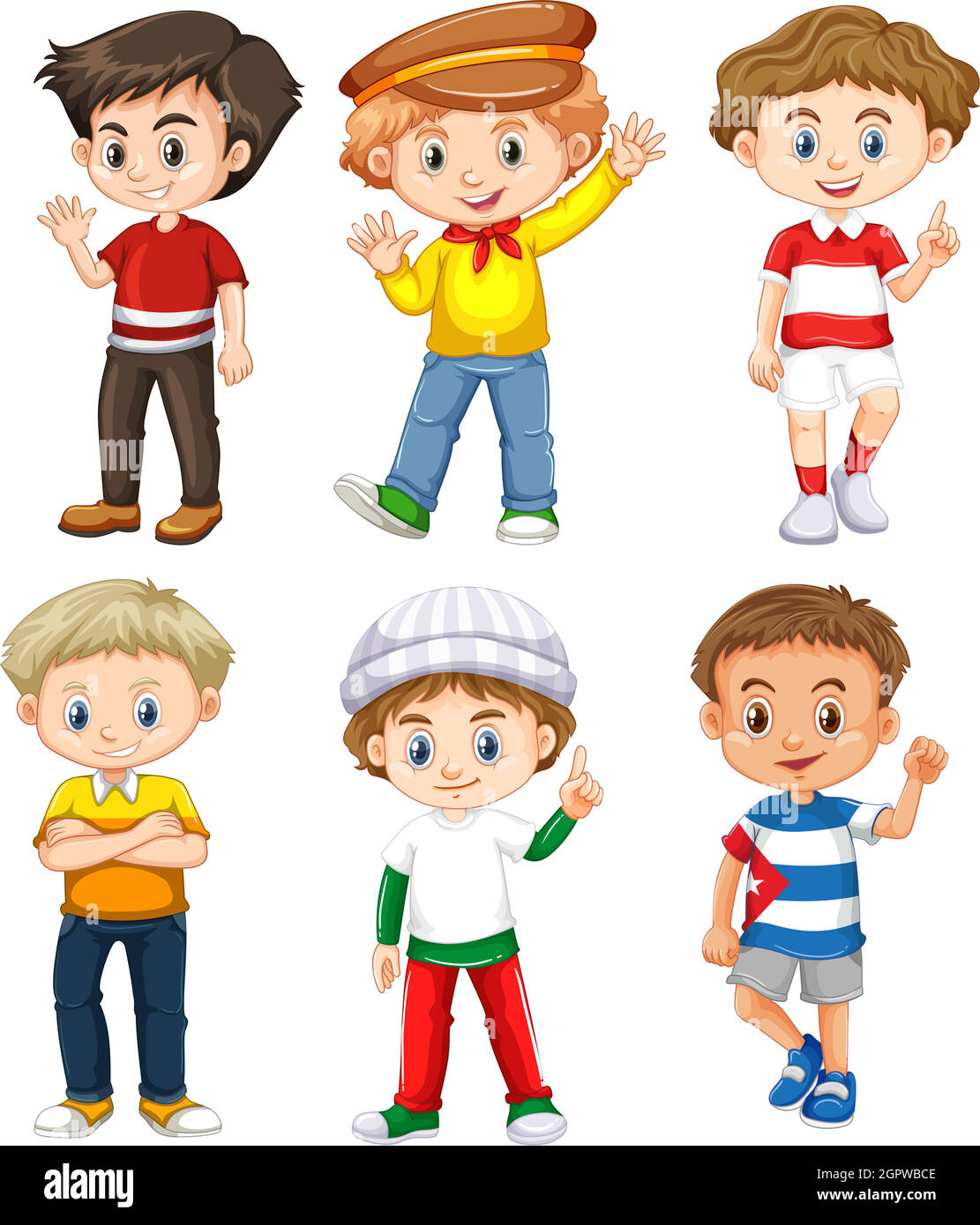 Six boys with happy face Stock Vector Image & Art - Alamy