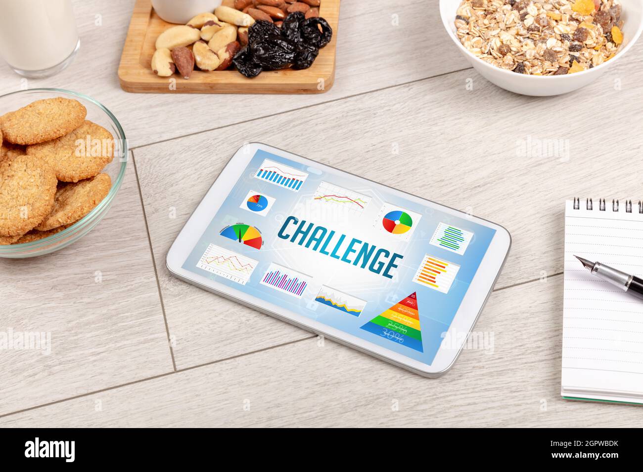 Organic food and tablet pc Stock Photo - Alamy
