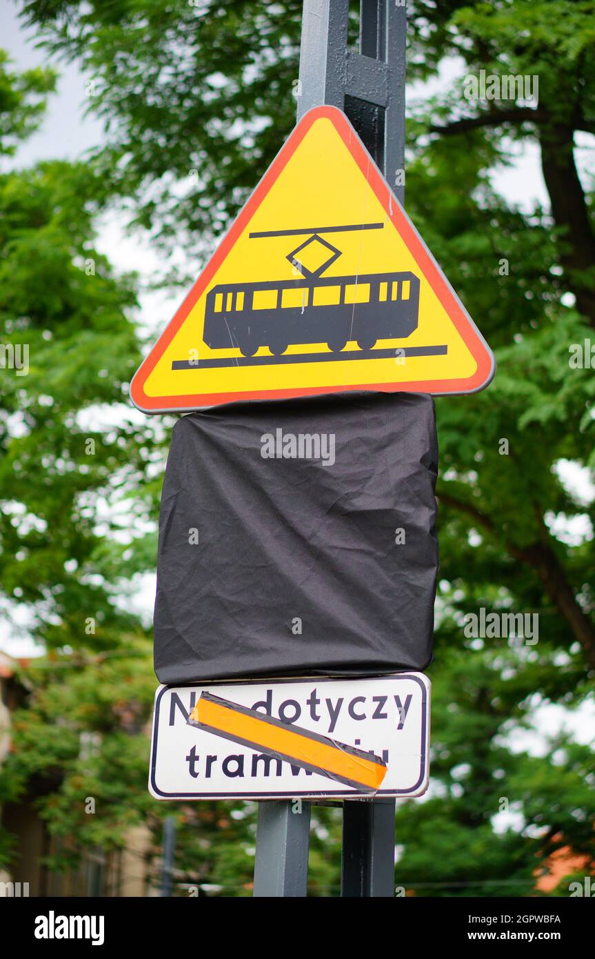 Safety sign tramway hi-res stock photography and images - Alamy