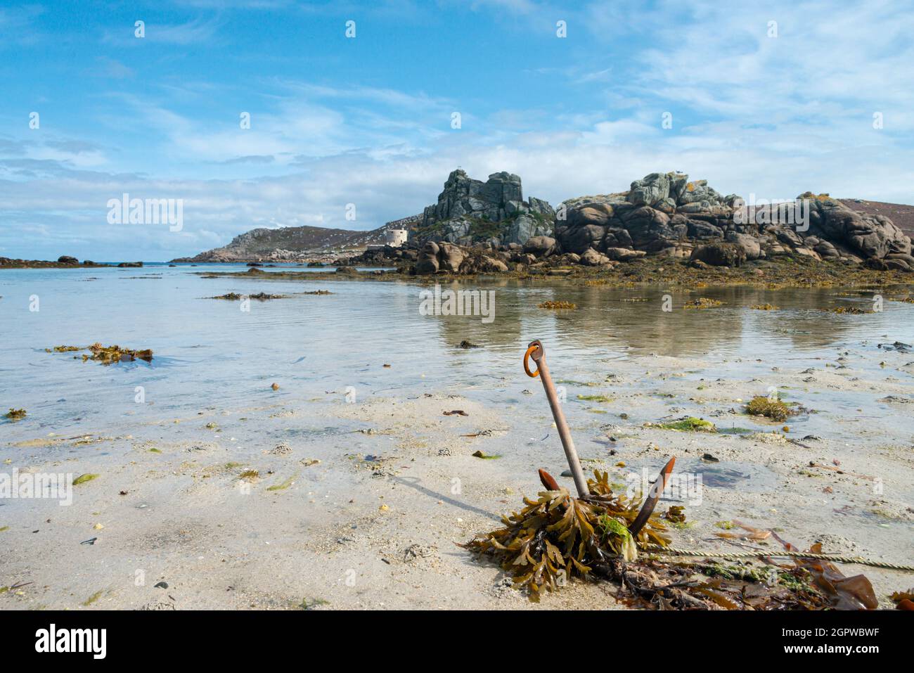 An anchor in Kitchen Porth, Bryher, Isles of Scilly Stock Photo - Alamy