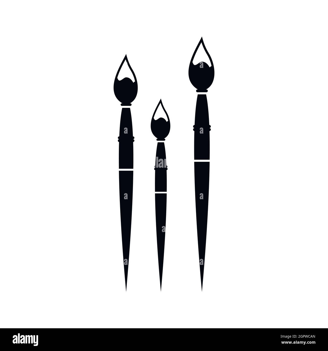 Three brushes for painting icon, simple style Stock Vector Image & Art ...