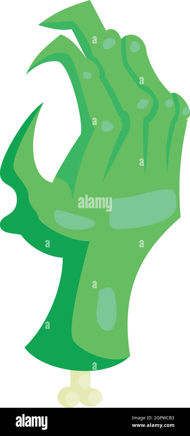 Zombie green monster hand icon, cartoon style Stock Vector Image & Art ...