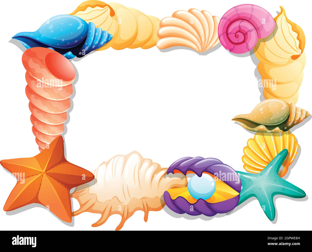 Frame design with seashells and starfish Stock Vector Image & Art - Alamy