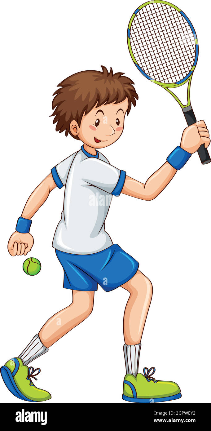 Tennis player hitting ball with racket Stock Vector Image & Art - Alamy