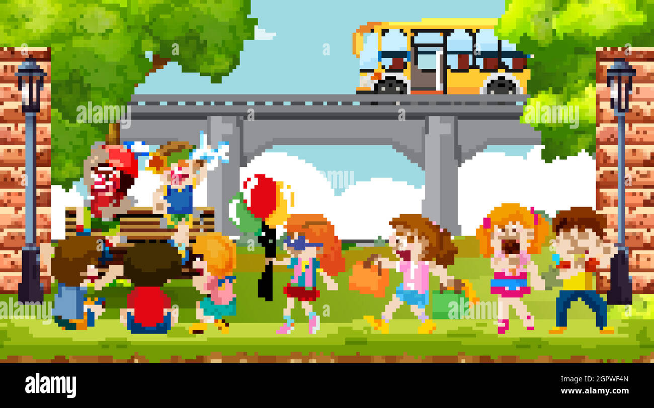 Active kids playing in outdoor scene Stock Vector Image & Art - Alamy