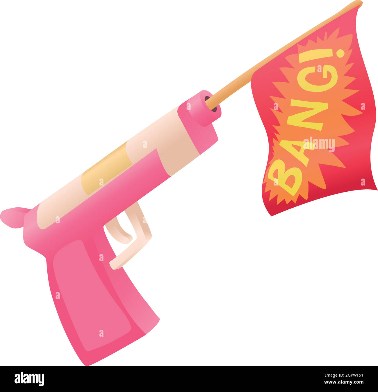 Revolver shooting out red flag icon Stock Vector Image & Art - Alamy