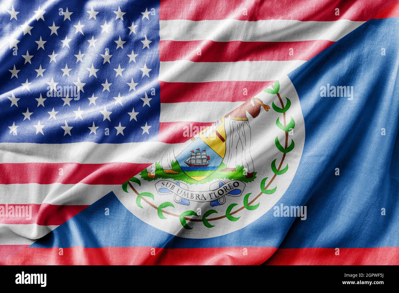 Mixed USA and Belize flag, three dimensional render Stock Photo - Alamy