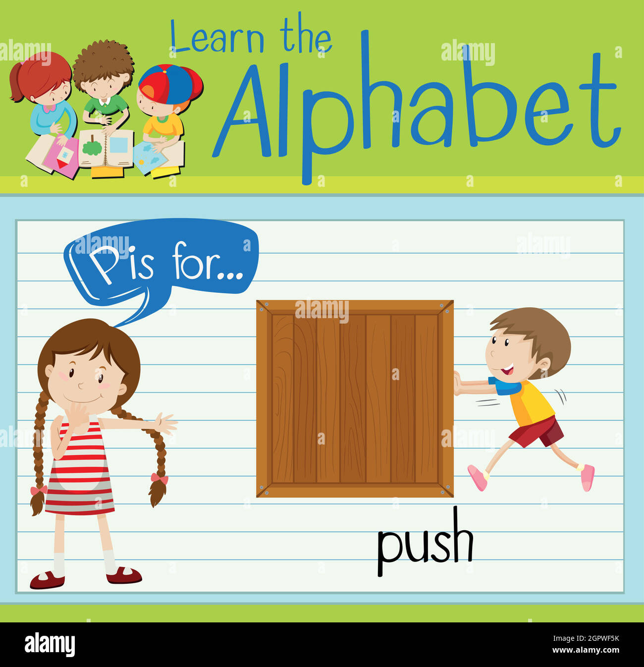 Flashcard letter P is for push Stock Vector Image & Art - Alamy