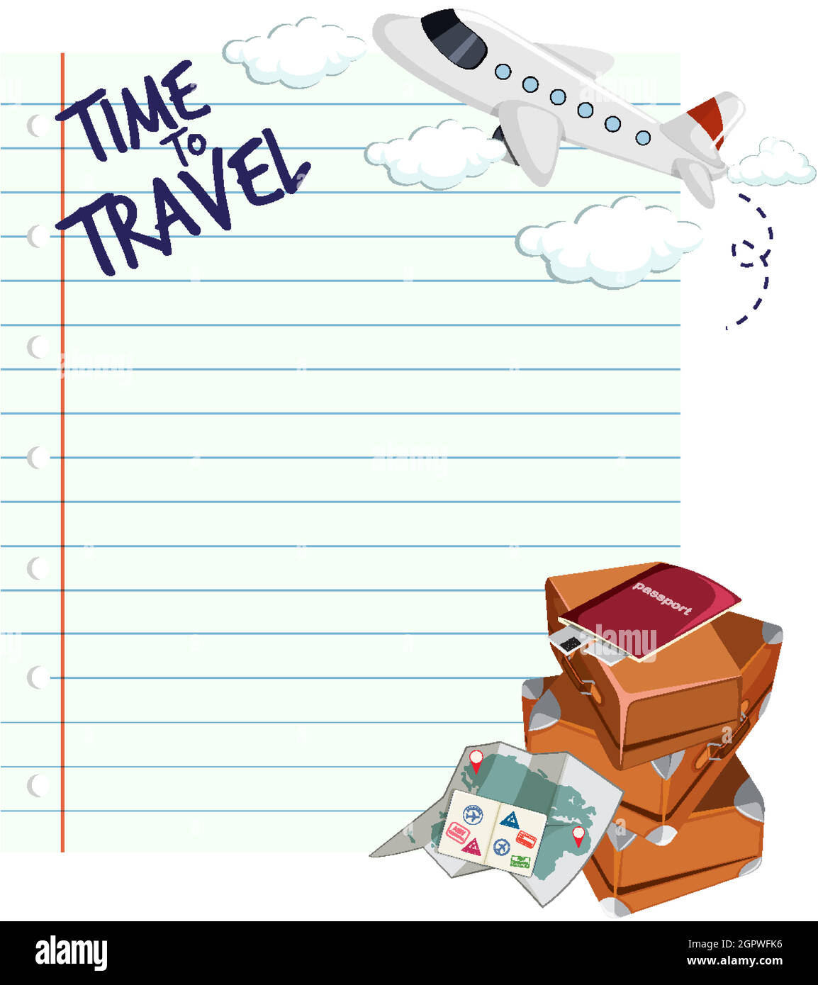 Border template design with luggages and airplane flying Stock Vector ...