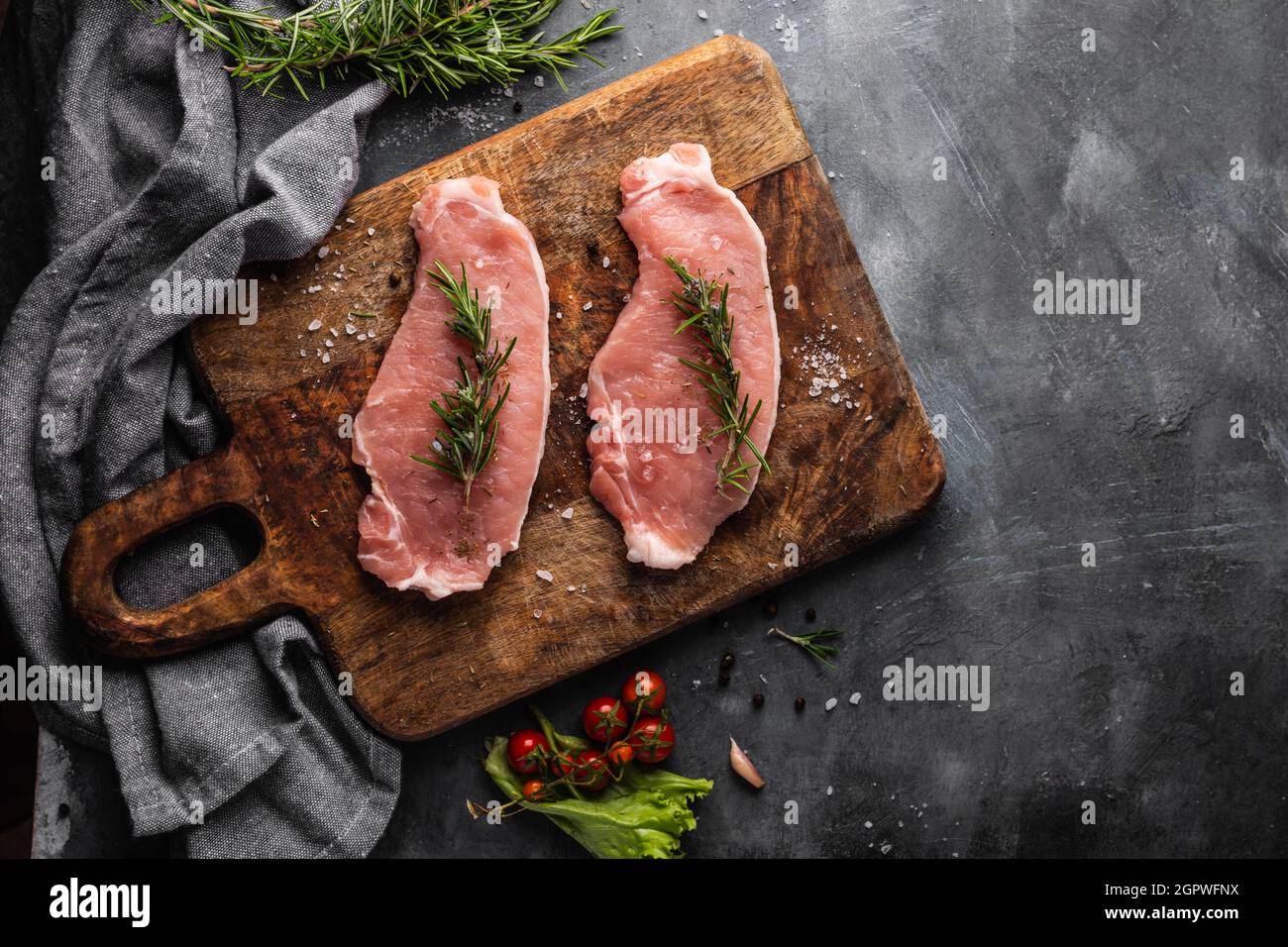 top view raw meat concept Stock Photo - Alamy