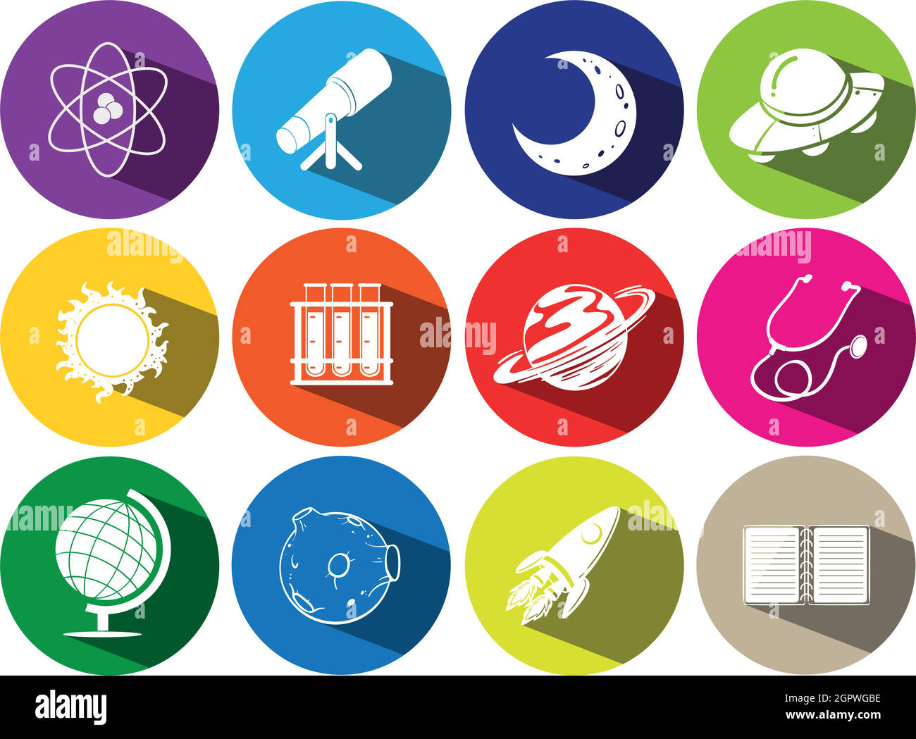 Round icons with sciece symbols Stock Vector Image & Art - Alamy