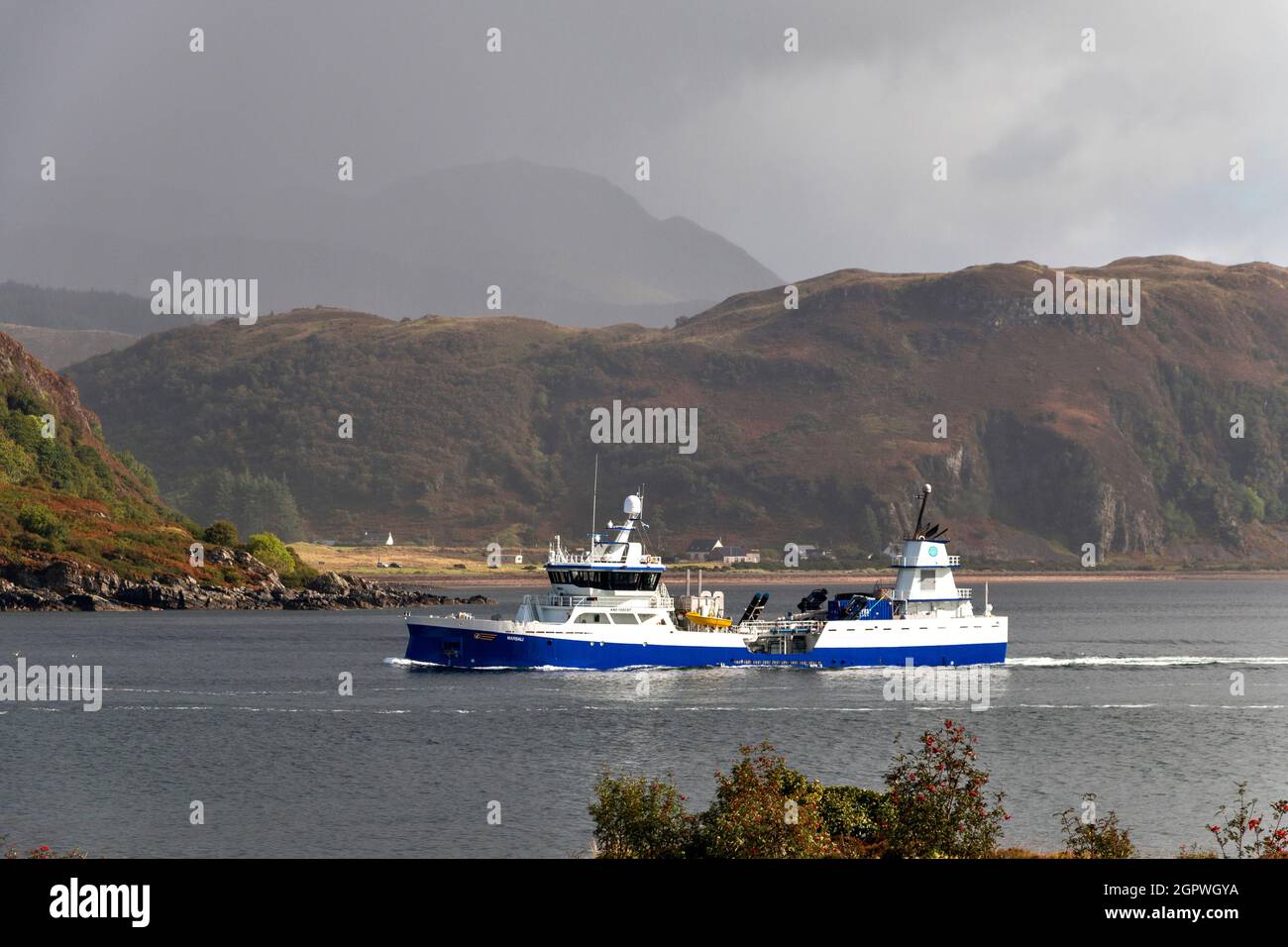 GLENELG KYLE RHEA SCOTLAND THE VESSEL MARSALI SAILING THROUGH THE KYLE ...