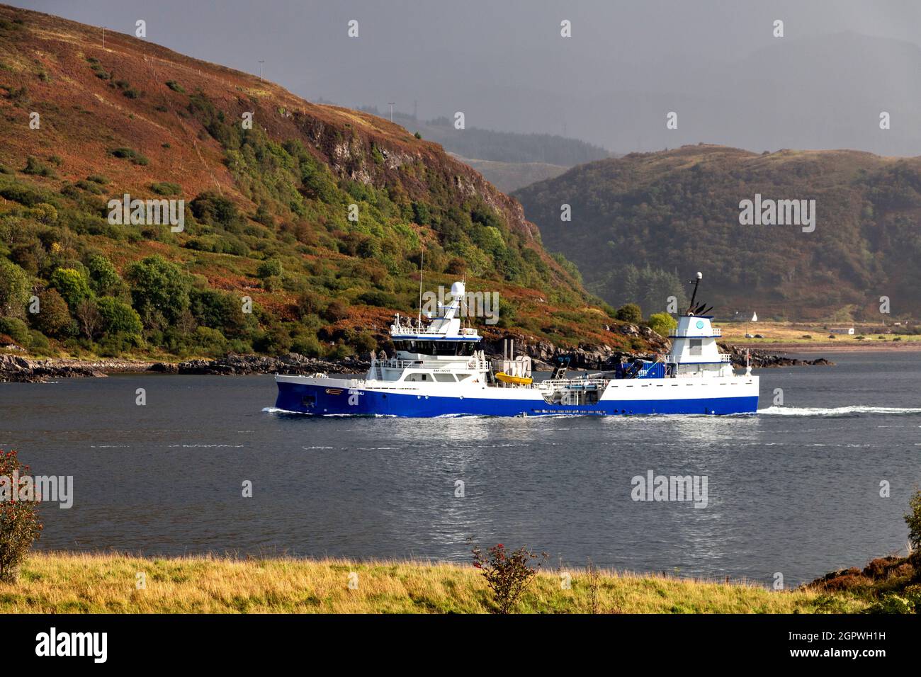 GLENELG KYLE RHEA SCOTLAND THE VESSEL MARSALI SAILING THROUGH THE KYLE ...