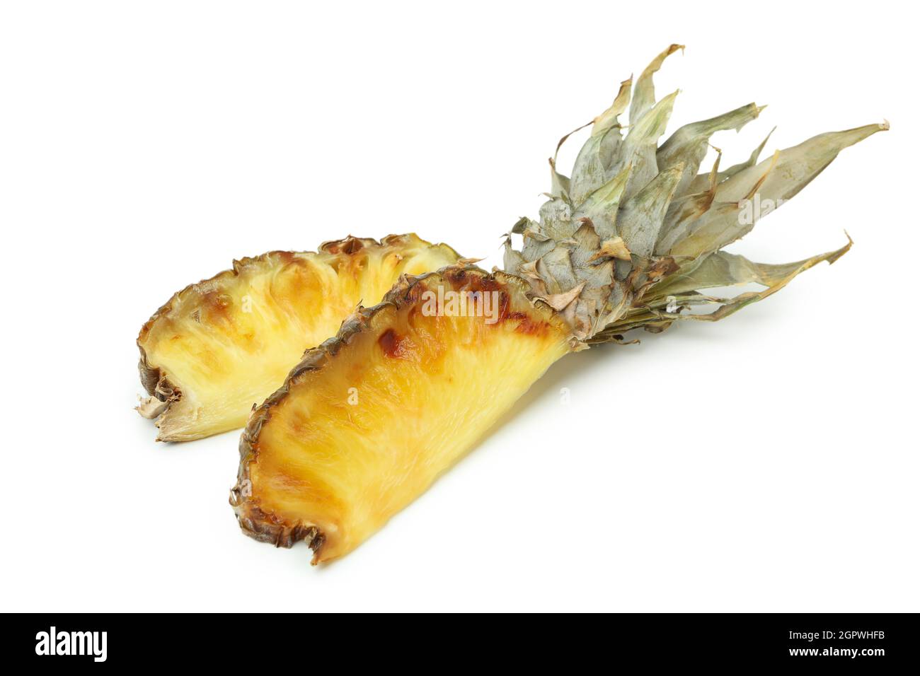 Tasty grilled pineapple isolated on white background Stock Photo - Alamy