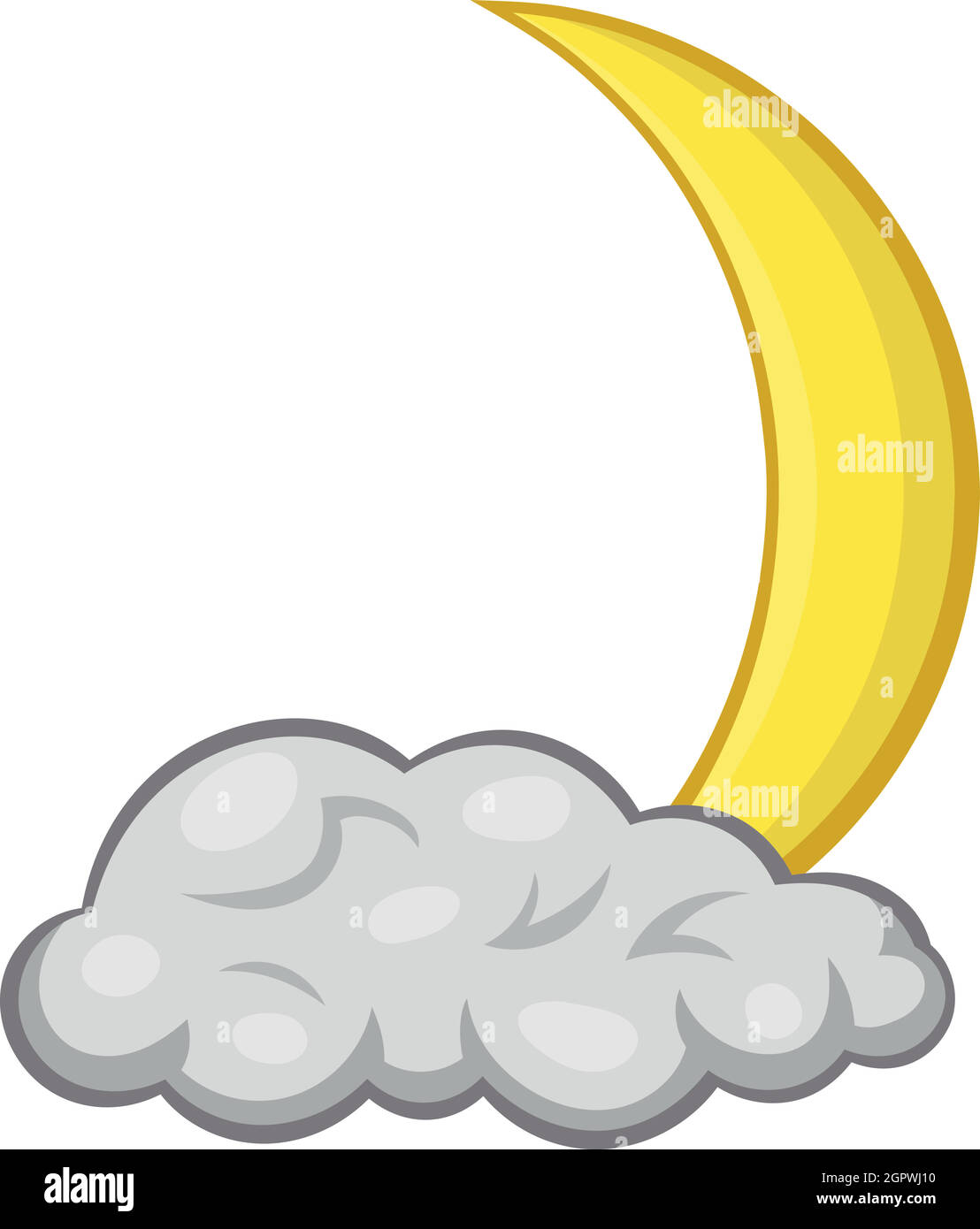 Crescent moon and cloud icon, cartoon style Stock Vector Image & Art ...