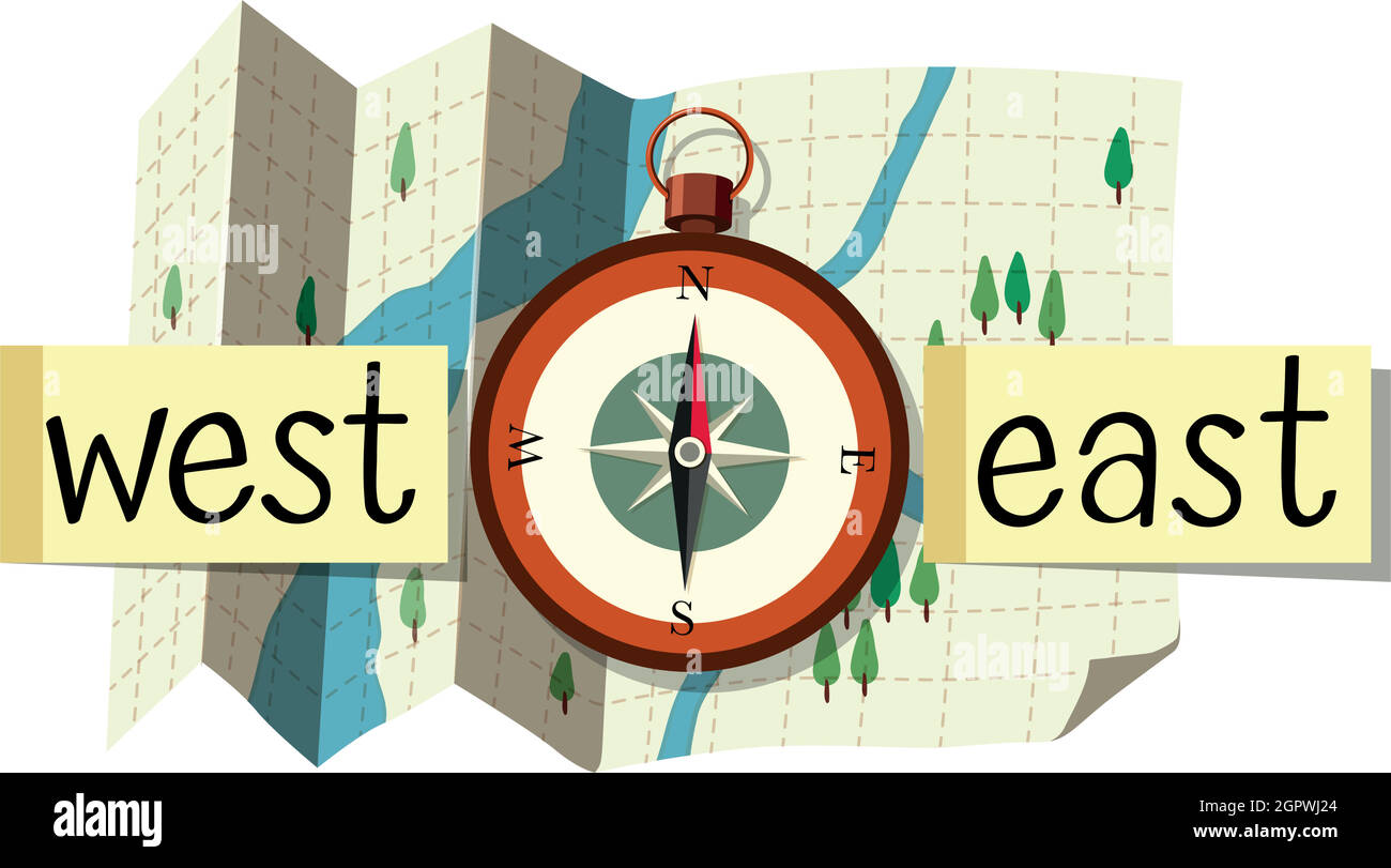 Map and compass for direction Stock Vector Image & Art - Alamy